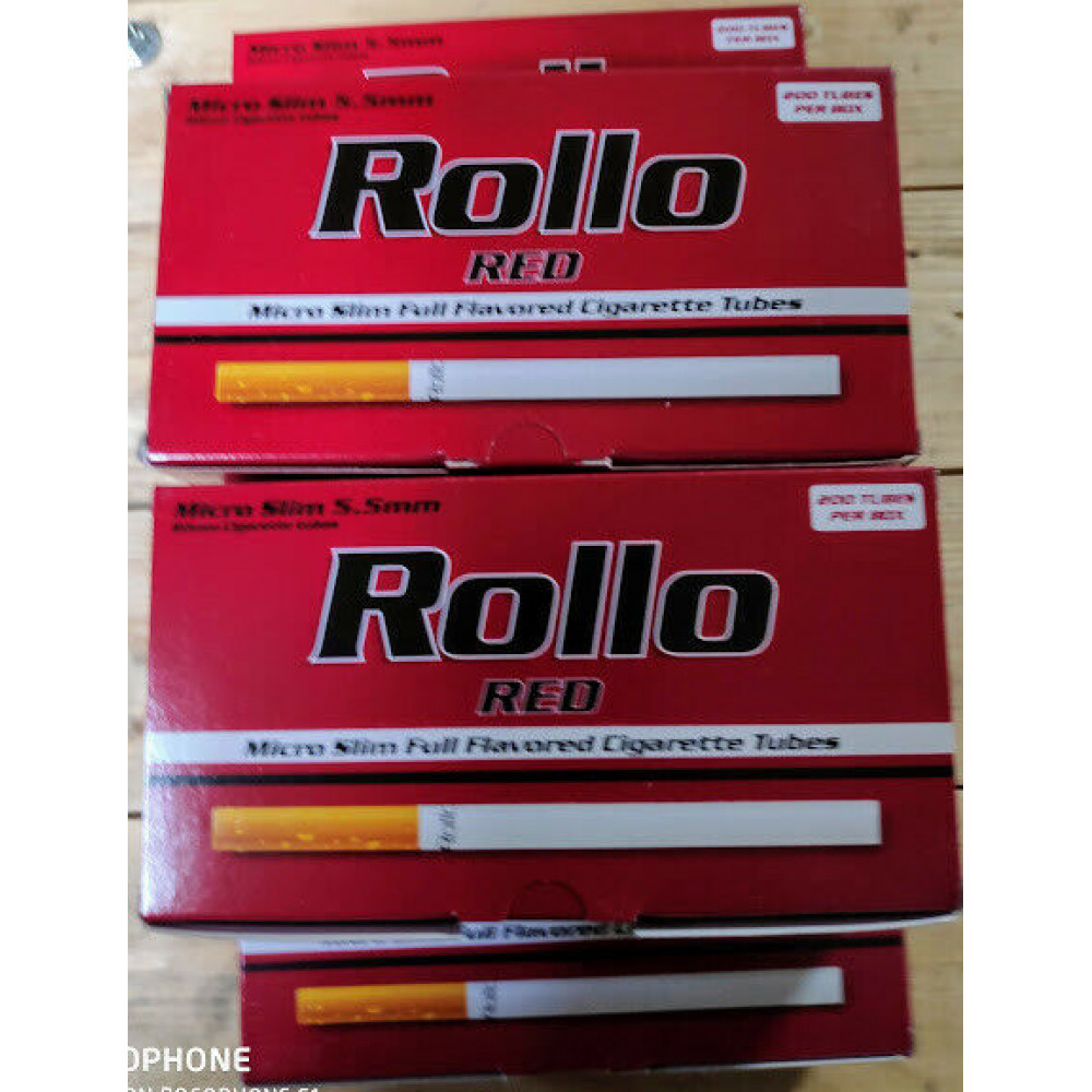 600 ROLLO RED MICRO SLIM 5.5mm CIGARETTE TUBES ENJOY SMOKING SAVE TOBACCO