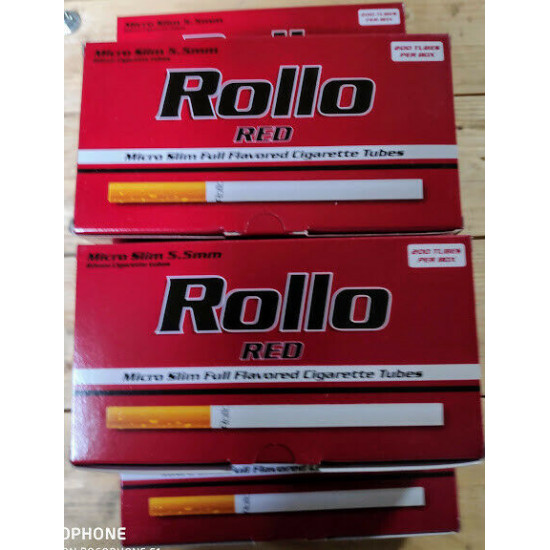600 ROLLO RED MICRO SLIM 5.5mm CIGARETTE TUBES ENJOY SMOKING SAVE TOBACCO