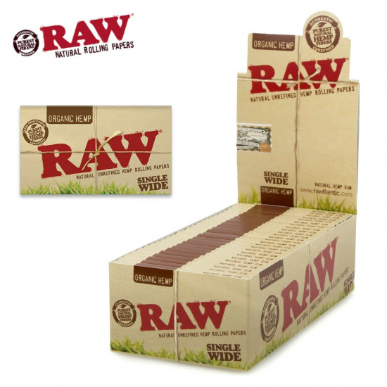 RAW Organic Hemp Natural Single Wide Rolling Paper 24 Pack FULL BOX ...